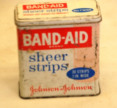 Band Aid Bandage Metal Tin Box Hinged Container Johnson & Johnson | eBay