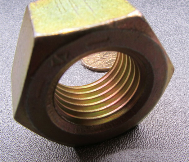 Zinc Yellow Hex Nut, Grade 8 Steel, RH 1 1/4"-7 x 1 1/16" Height - 5 ...