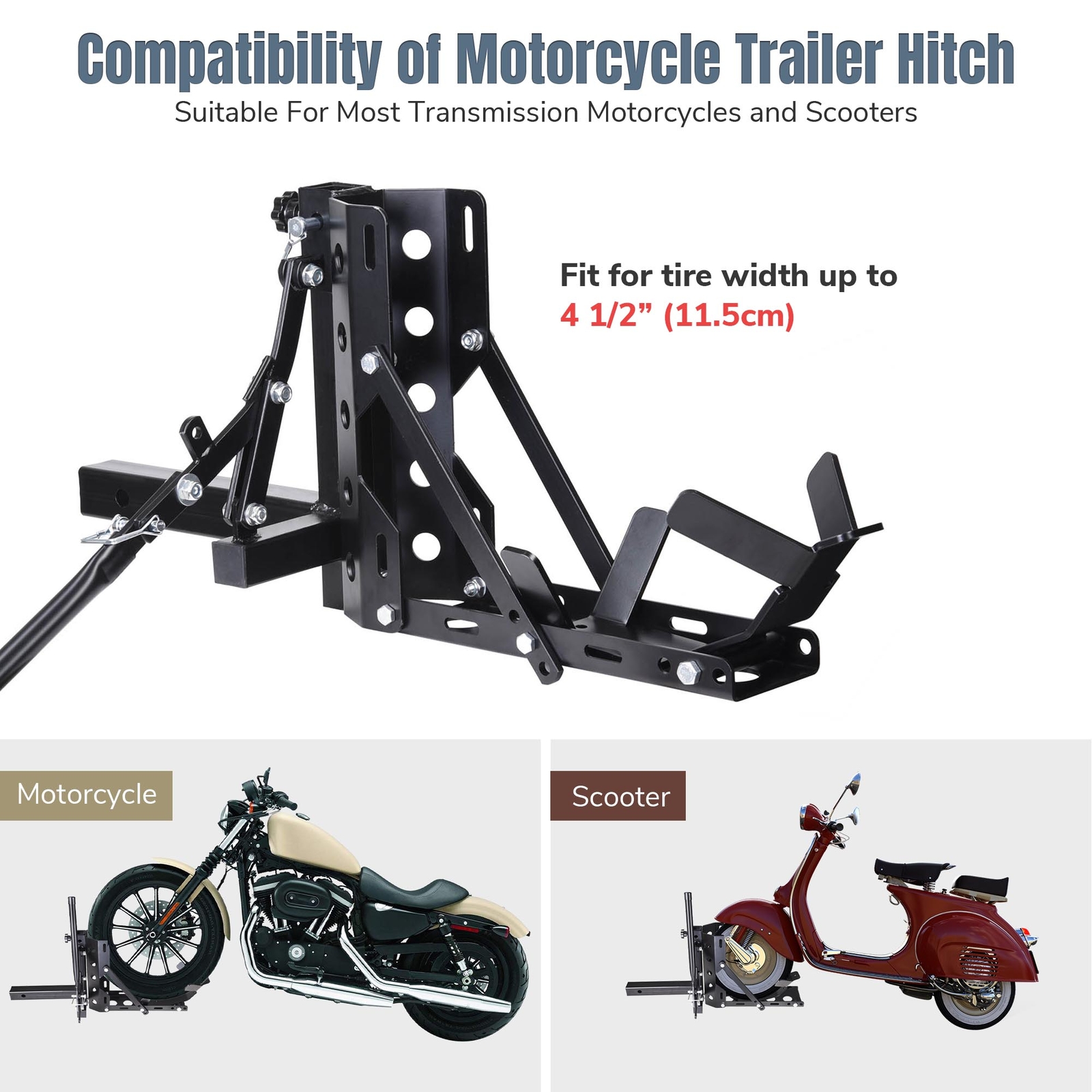 800lb Motorcycle Scooter Carrier 2" Tow Mount Rack Hauler Hitch ...