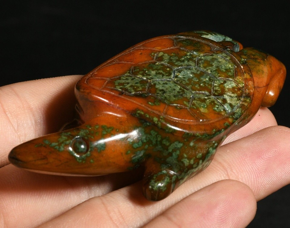 8.5CM China Old Jade Carved Fengshui Turtle Tortoise Beast Animal ...