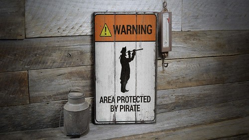 Pirate Warning Rustic Distressed Sign, Personalized Wood Sign | eBay