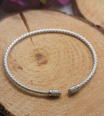 Sterling Silver - ITALY JACMEL MAURITIUS CZ Braided Woven 7" Cuff ...