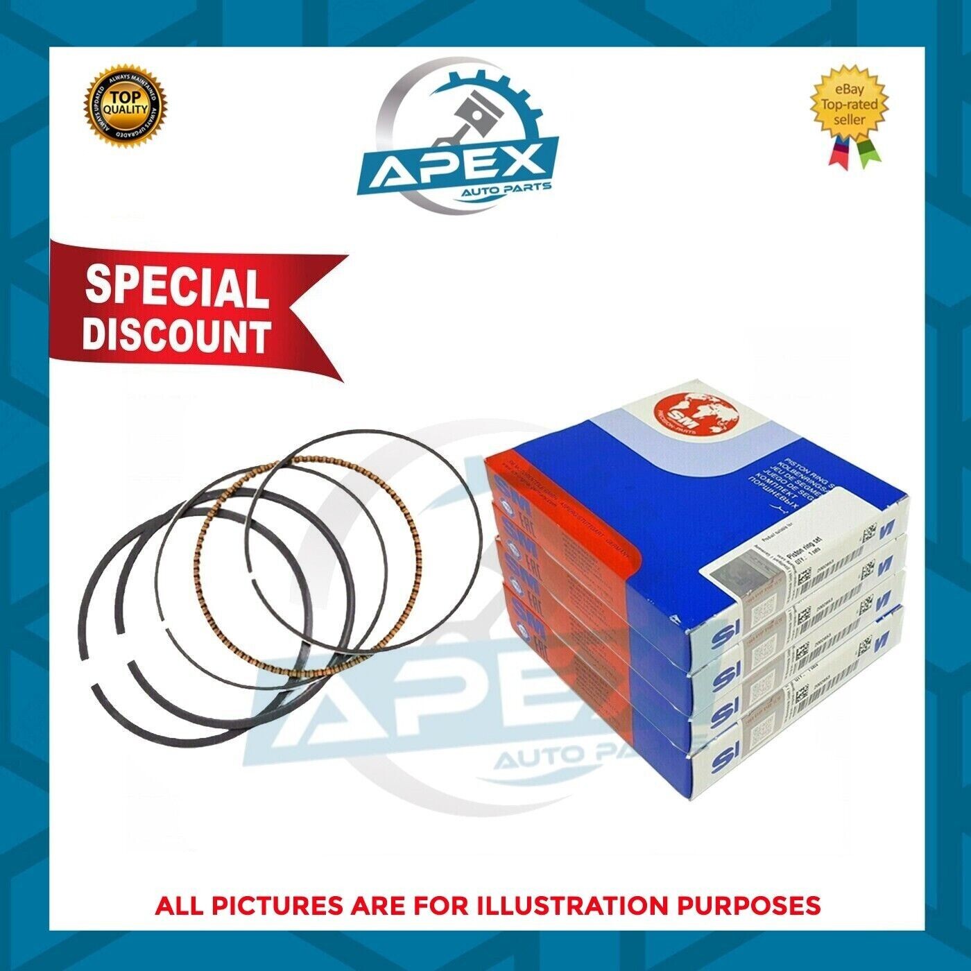 FITS JUKE QASHQAI PULSAR 1.2 DIG-T HR12DDT & HRA2DDT PISTON RINGS STD X ...