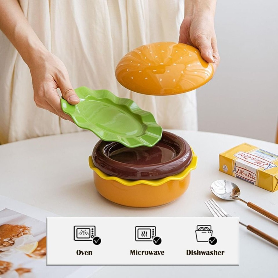 Stackable Ceramic Burger Plate Mini Divided Plates New Hamburger Plate ...