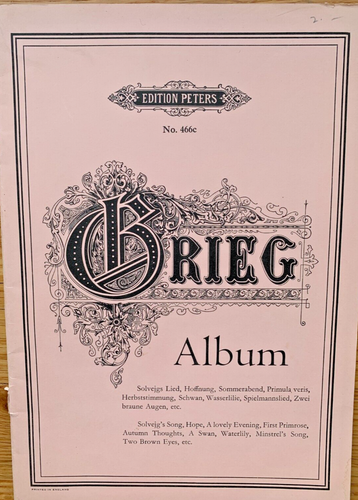 Vintage Edvard Greig Album music book, Edition Peters No. 466c in ...