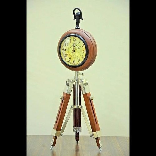 Handmade Wooden Table Clock Deck Clock with Adjustable Tripod Stand ...