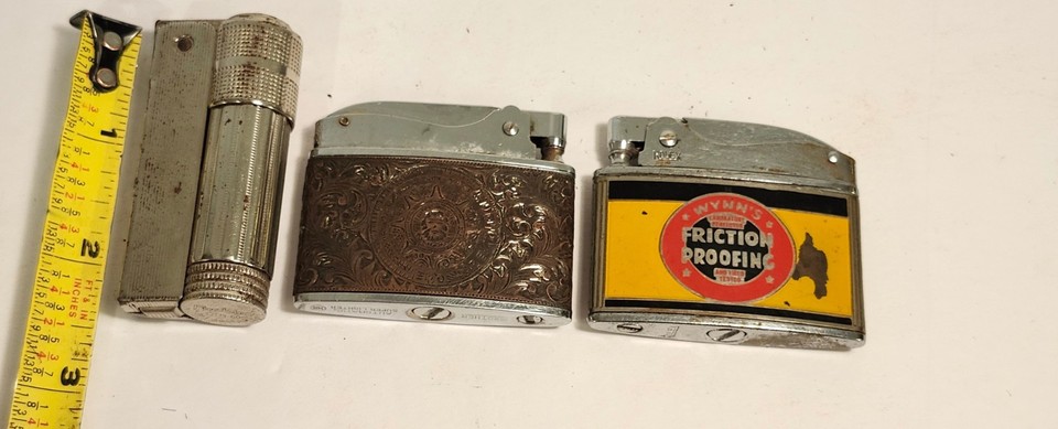 3 Old Cigarette Lighters Brother Automatic, Rolex Japan Camel Firebird ...