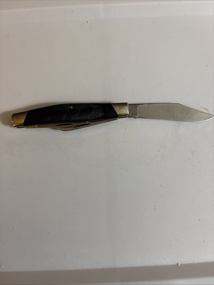 BUCK USA 301 3 BLADE STOCKMAN BLACK HANDLES PRE DATE CODE KNIFE IN BOX ...