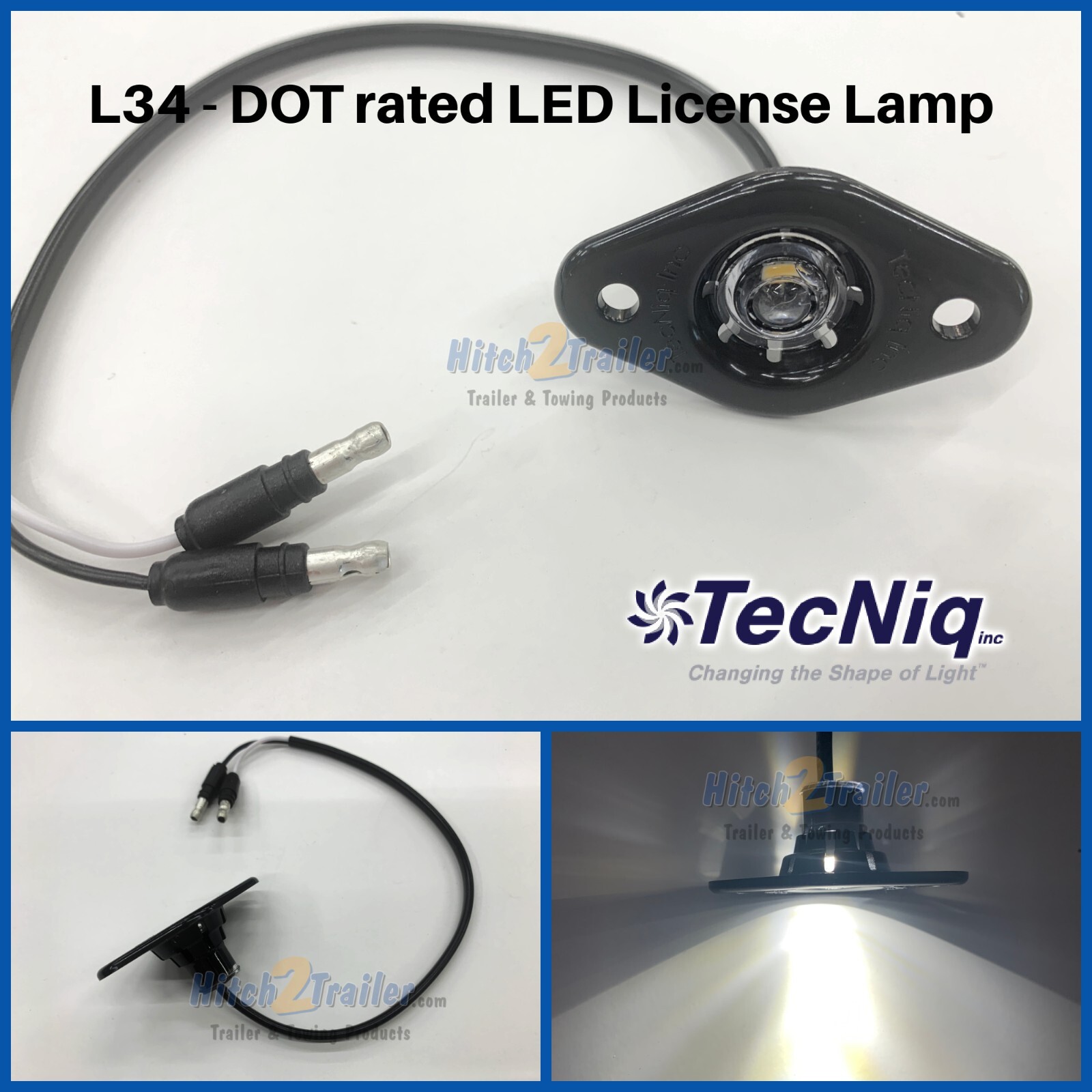 TecNiq DOT LED License Lamp Heavy Duty Truck Trailer USA Black Flange ...