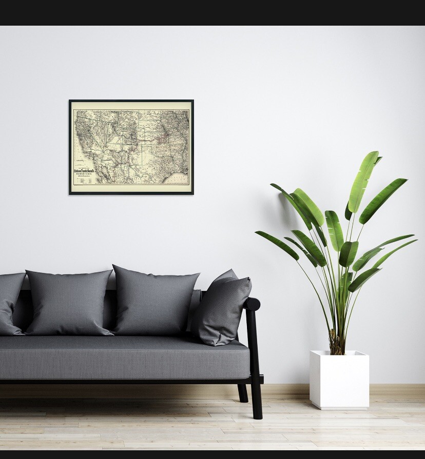 1883 Map of Atchison Topeka Santa Fe Railroad Poster - Old AT&SF ...