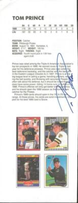 Tom Prince Signed Baseball Book Page Pirates | eBay