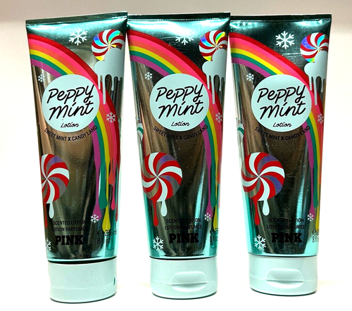 NEW 3 VICTORIA'S SECRET PEPPY MINT SCENTED BODY LOTION 8 FL OZ SWEET ...