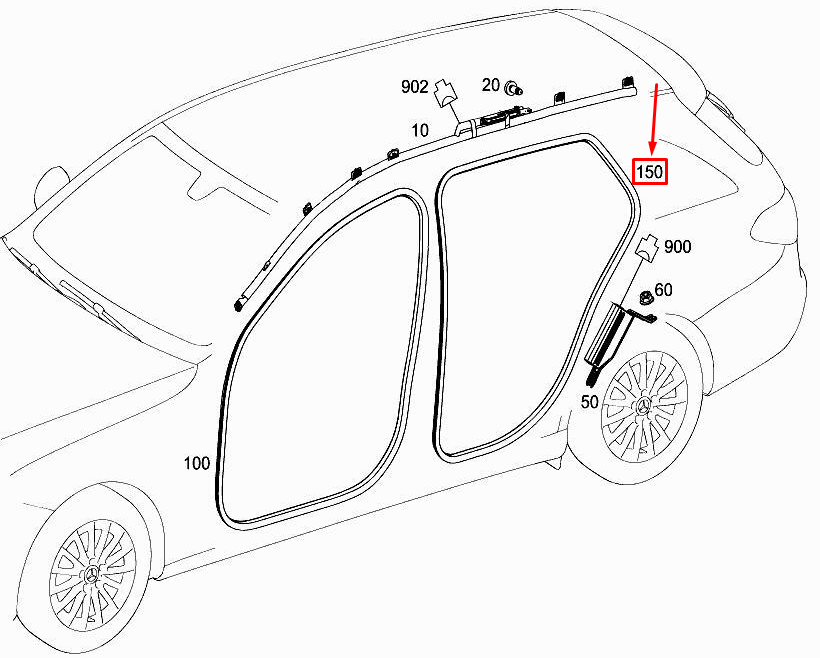 MERCEDES-BENZ C W205 Rear Door Edge Guard Seal A2056970251 NEW GENUINE ...