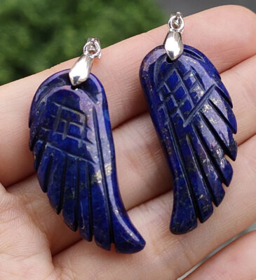 10pcs Lapis Lazuli Gems Angel Wing Pendants Pair Magic Reiki Healing ...