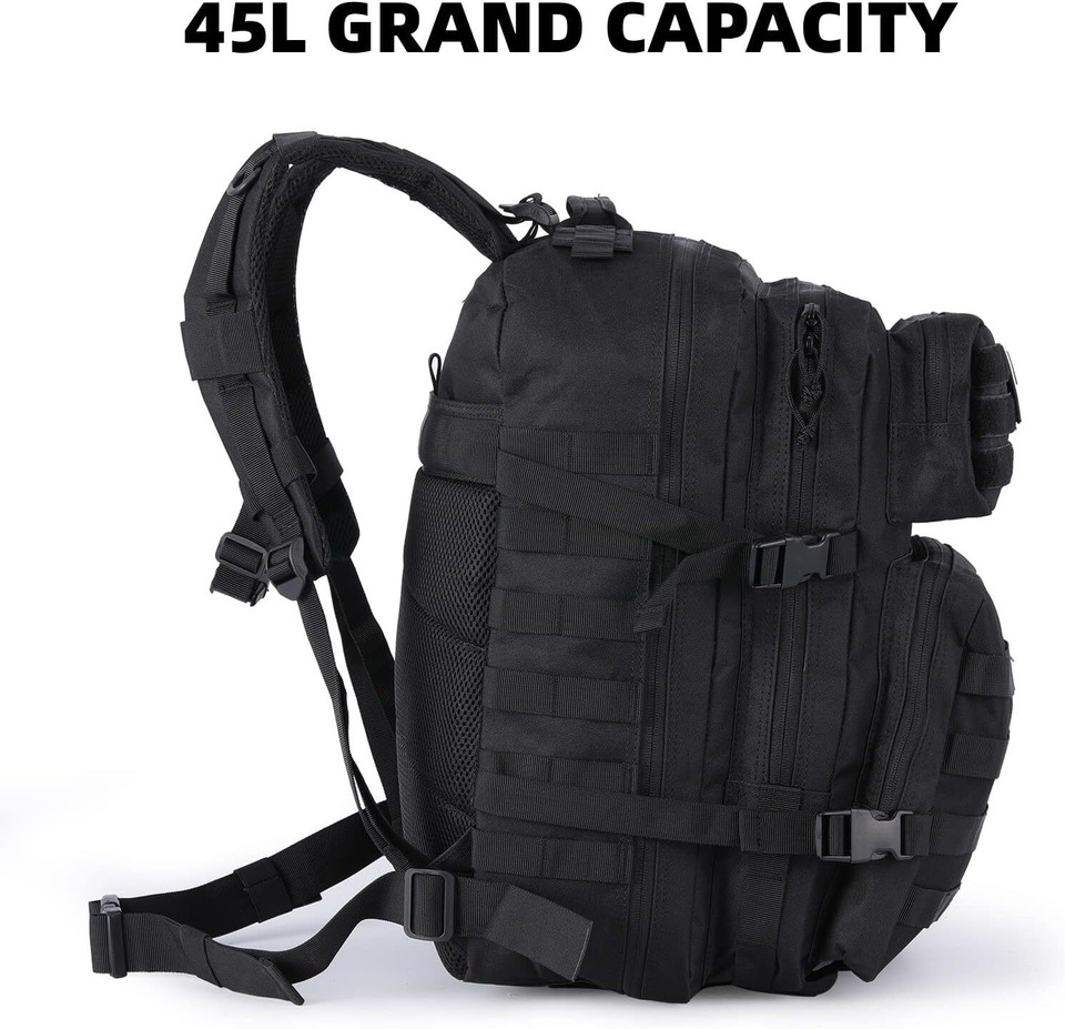 45L Military Tactical Backpack Large Army Men 3 Day Assault Pack Molle ...