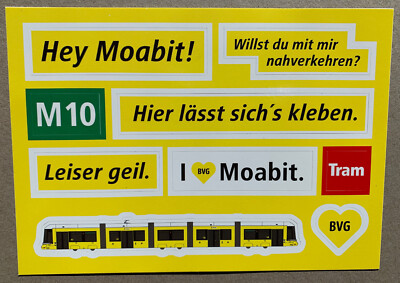 Aufkleberkarte Sticker BVG Berlin M10 Tram Straßenbahn Moabit | eBay.de