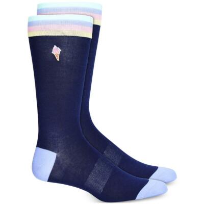 Bar III Men's Ice Cream Striped Arch Support Dress Socks Navy Pink | eBay