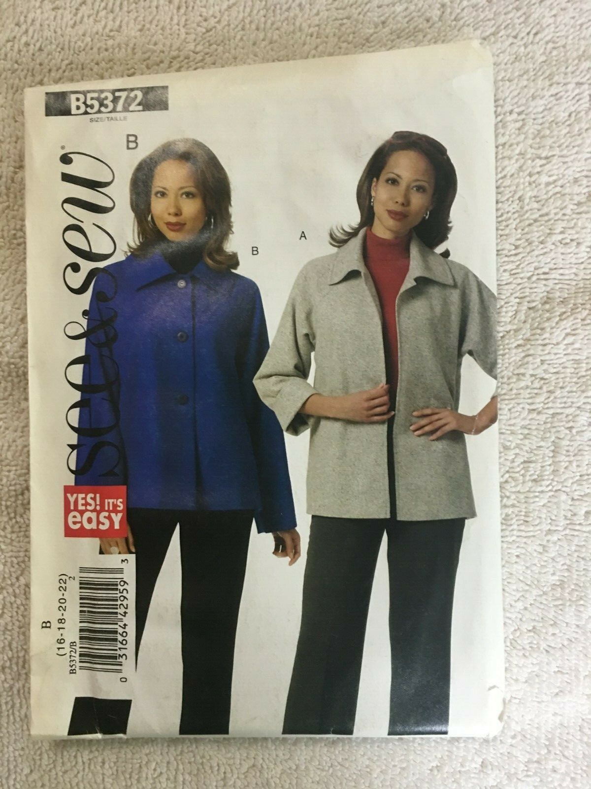 Butterick 3314 Pajamas Pants Shorts Top Pattern Plus Size 16 - 22 for ...