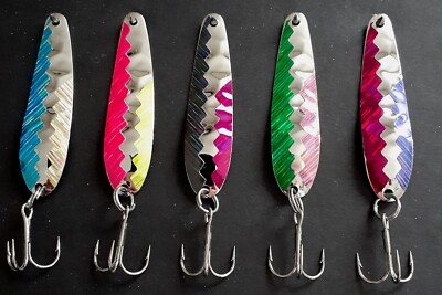 (5)Thin HEX .016 2 1/4" Trolling Flutter Spoons Laser Walleye Candy | eBay