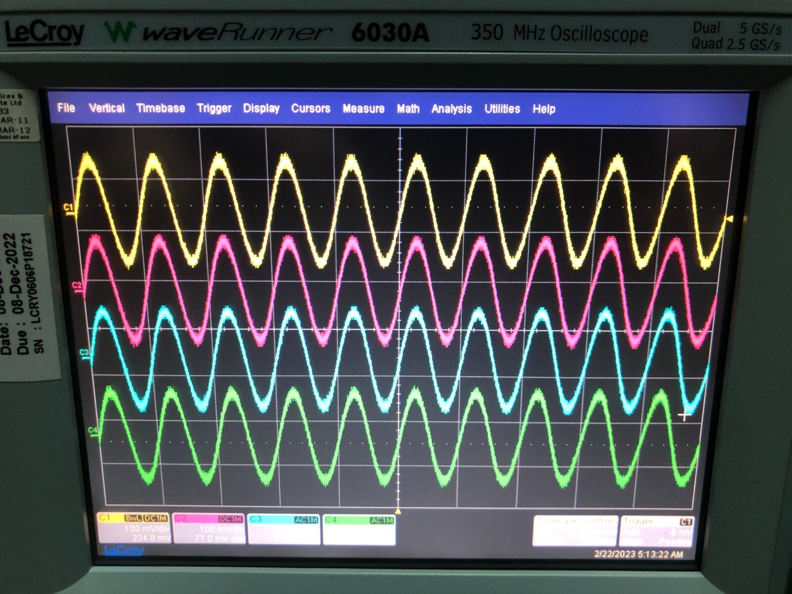 LeCroy WaveRunner 6030A 350MHz, 4-Ch, 2.5/5GS/s, 2/4 Mpts Digital ...