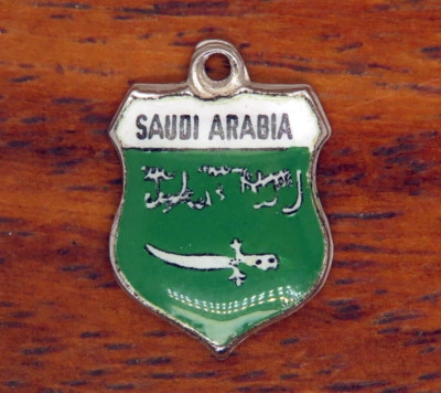 Vintage silver SAUDI ARABIA COUNTRY FLAG ENAMEL TRAVEL SHIELD charm ...