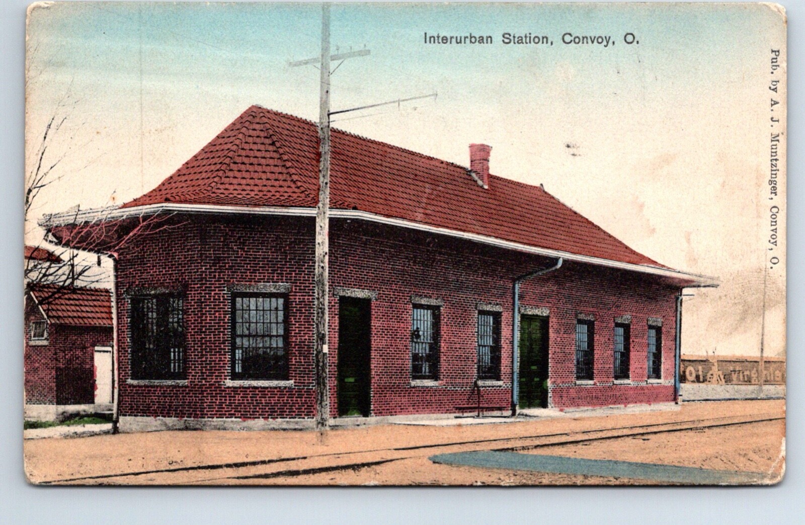 Postcard Ohio Conroy Ft Wayne Van Wert Lima Traction Interurban Station ...