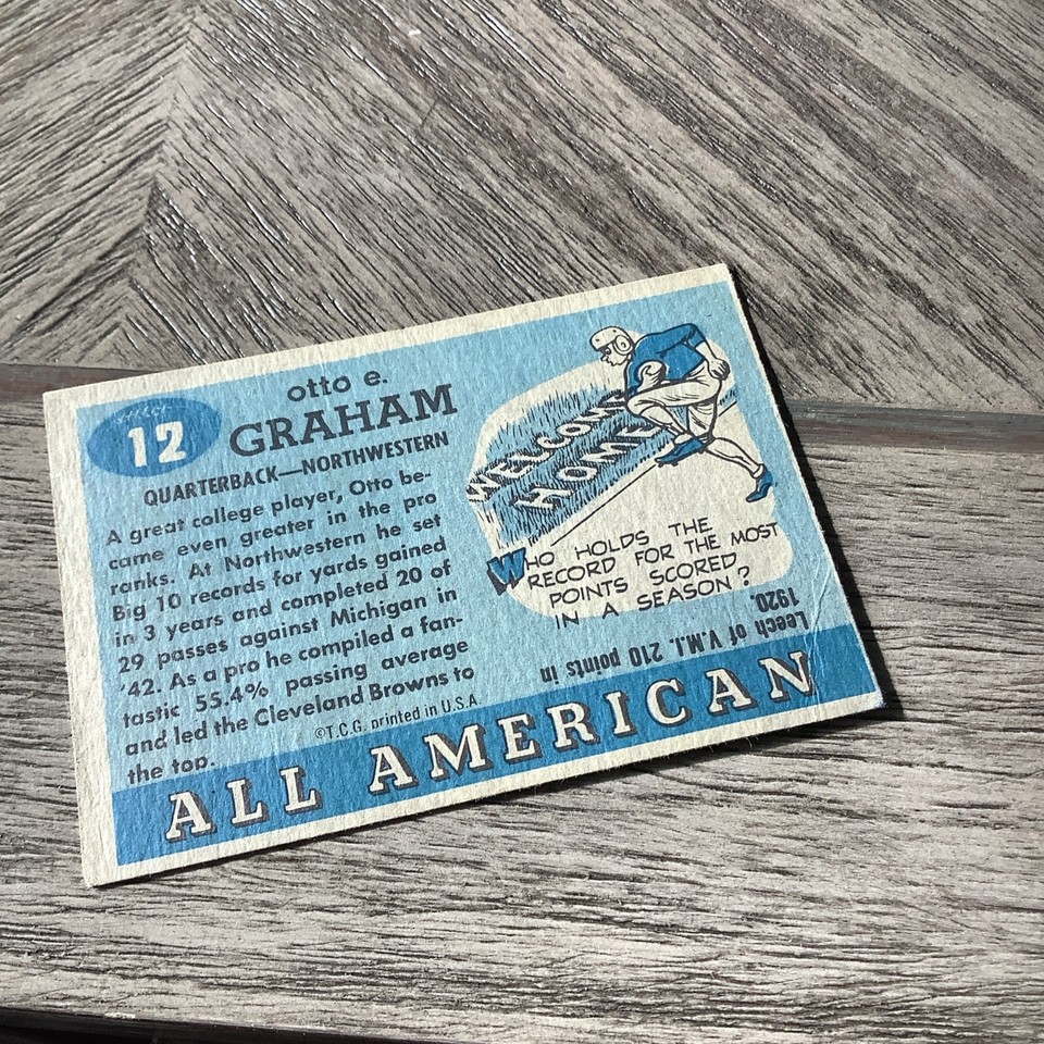 Original 1955 Topps All- American #12 Otto Graham Football Card- Fair ...