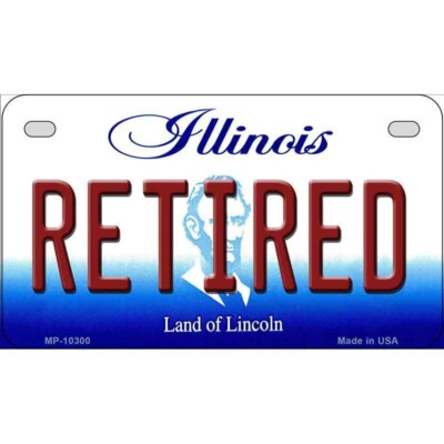 Retired Illinois Novelty Metal Motorcycle License Plate Sign Car Truck ...