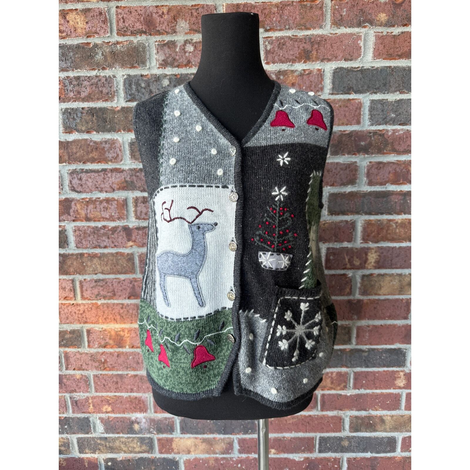 Vintage Christmas sweater vest - North Crest - gray -… - Gem