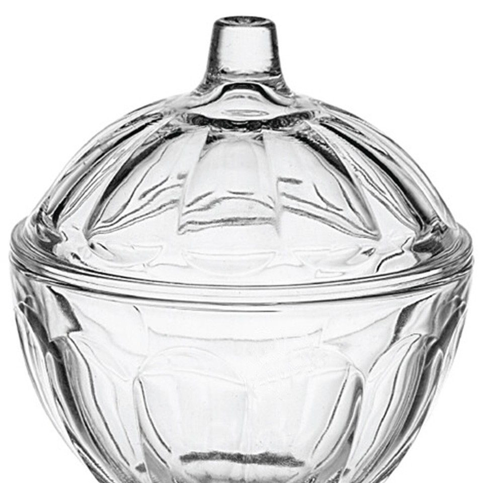 Glass Sweet Bowl Sugar Jar with Lid Round Candy Container Decorative ...