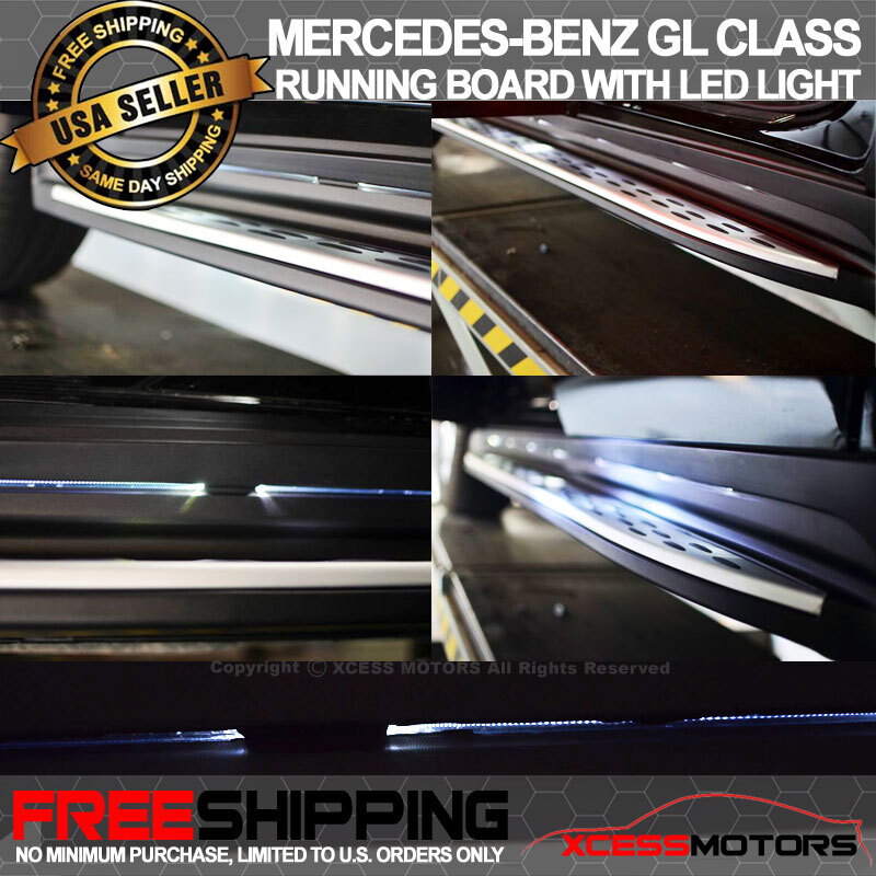 Fits 13-19 Benz GL GLS X166 OE Style Running Board LED Light Side Steps ...