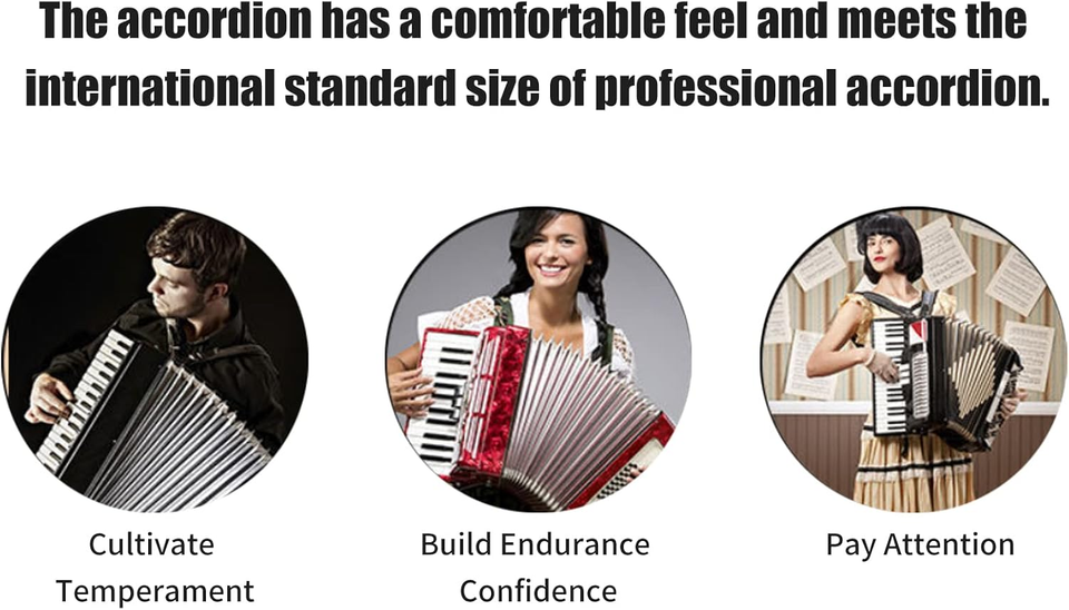 22-Key Piano Accordion with 8 Bass, Adjustable Strap, Pure Sound for ...