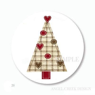 Country Christmas Tree Scrapbook Stickers Labels Favors Envelope Seals ...