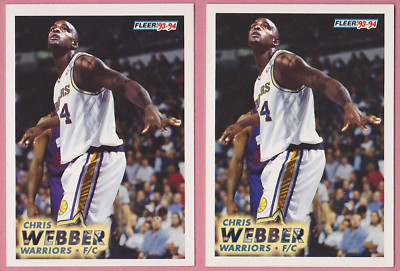 1993-94 Fleer #292 Chris Webber Rookie LOT x 2 RC Golden State Warriors ...
