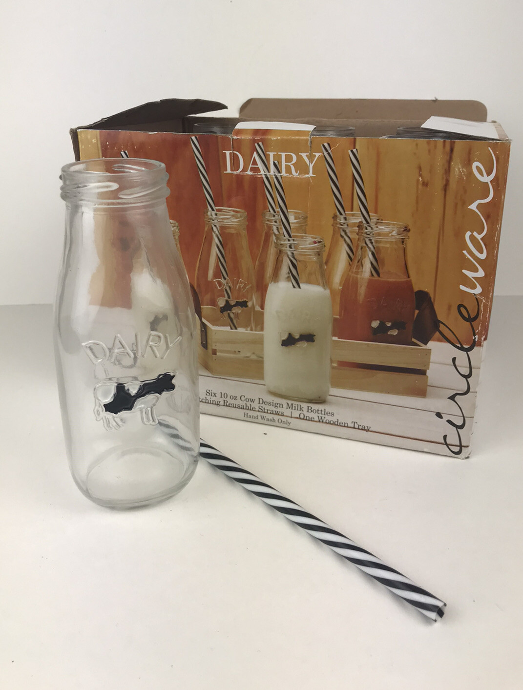 Circleware Dairy Cow Design Glassware Products, 10 oz, 6 pc milk ...