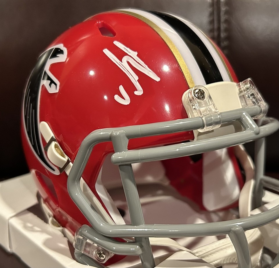 Atlanta Falcons BIJAN ROBINSON Signed Riddell Mini Throwback Helmet ...