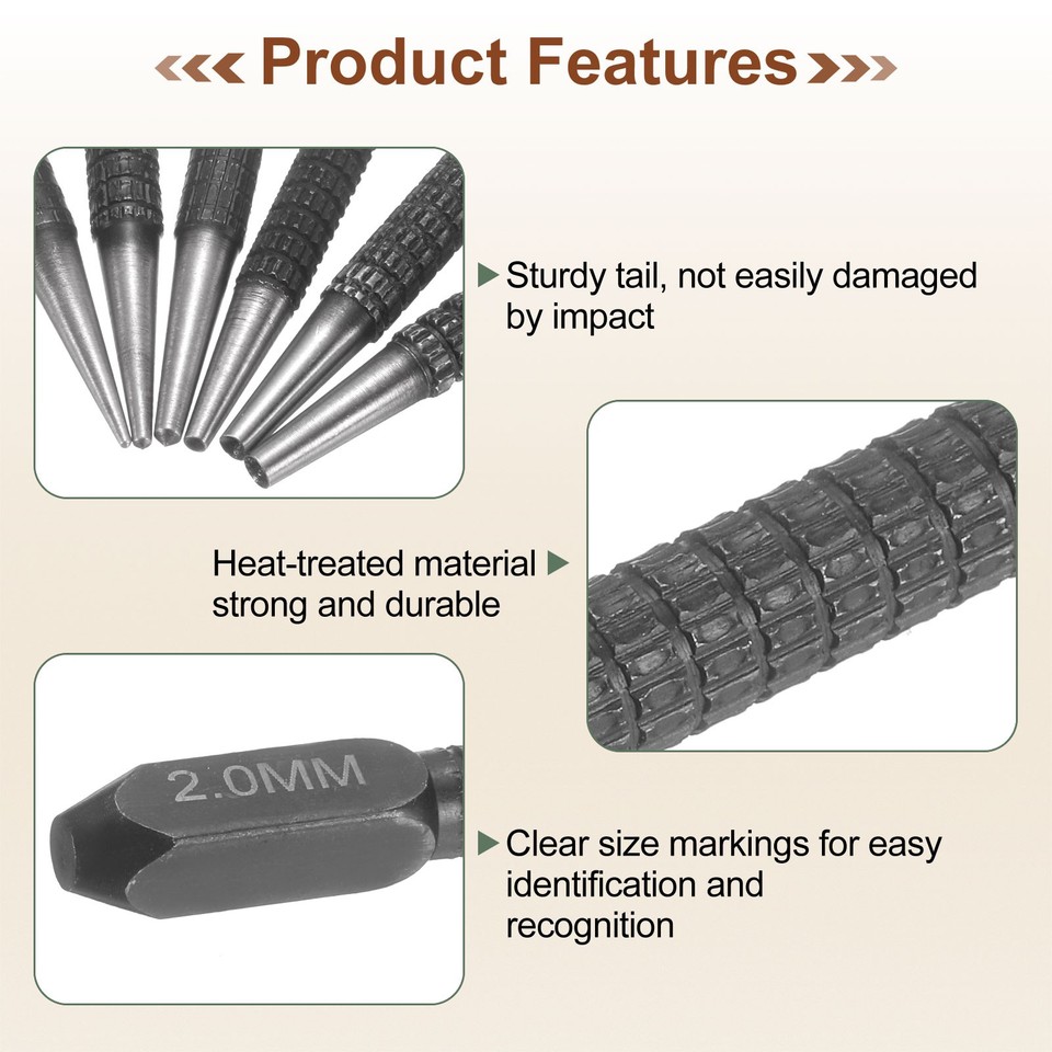 Center Punch 2mm Carbon Steel Non-Slip Nail Setter Punch for Metal Wood | eBay