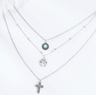 Jovono Boho Layered Turquoise Pendant Necklaces Silver Cross Map ...