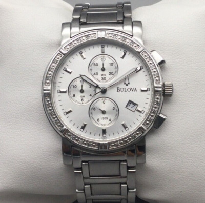 Bulova Highbridge Diamond Chronograph Watch Men 39mm Date 96E03 New ...