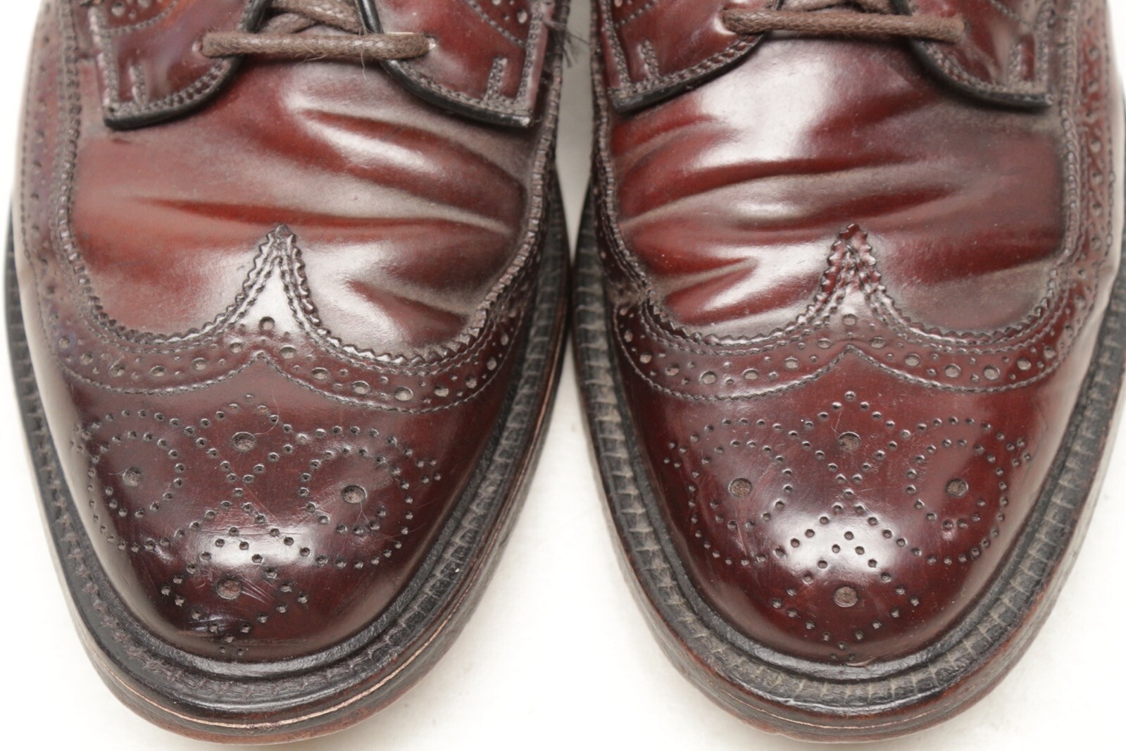 VTG Hanover Shell Cordovan Mens Wingtips 10 D/B Burgundy Longwing Shoes ...
