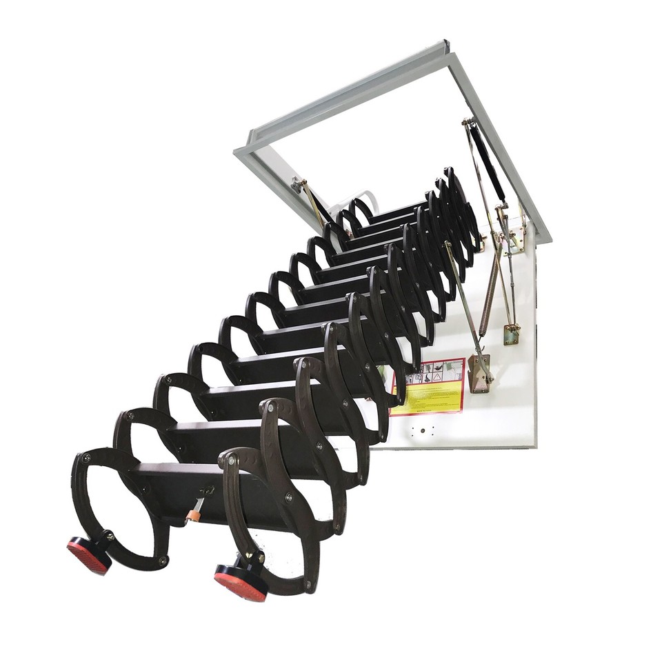 70*120cm Attic Loft Ceiling Retractable Folding Ladder Chocolate Max 3M ...