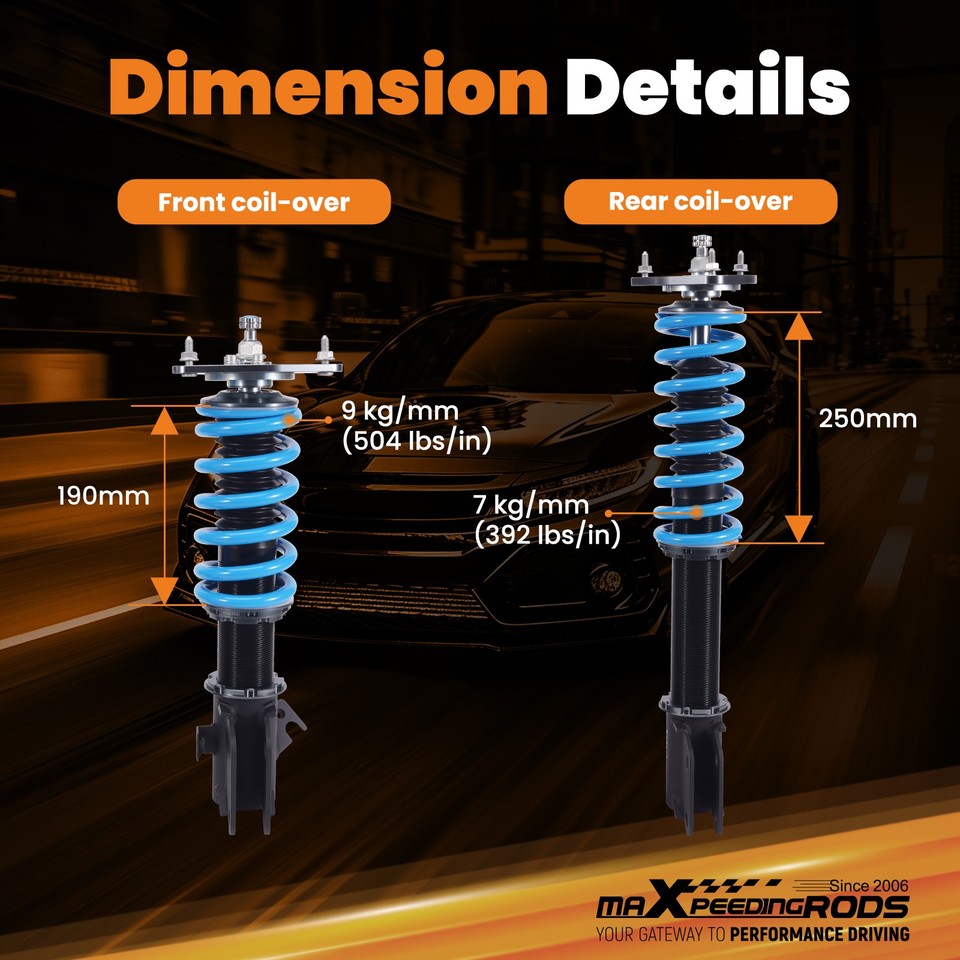 MaXpeedingrods Adjustable Coilover 24 Way Damper Struts For Subaru WRX ...
