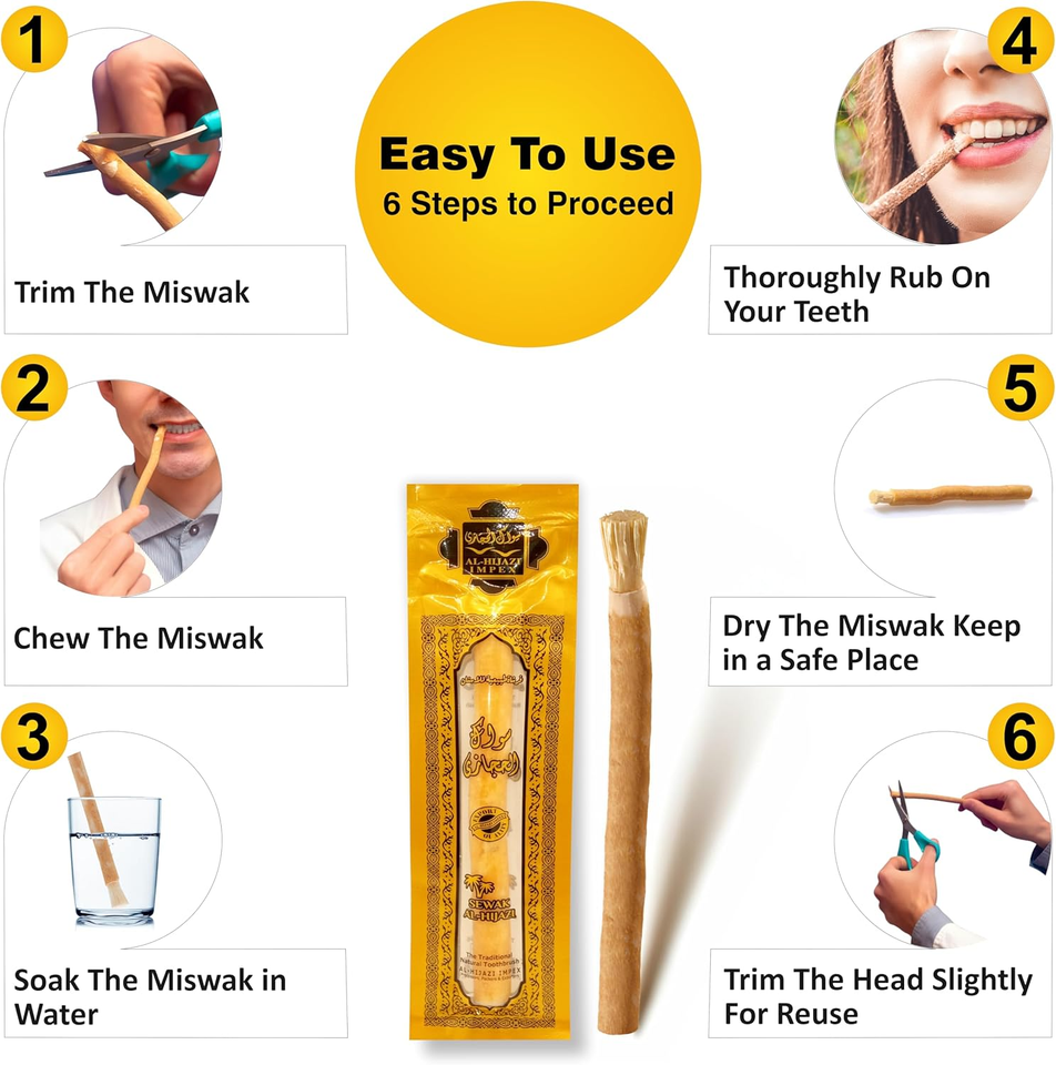 Pack of 12 Miswak Sticks Natural Toothbrush for Teeth Whitening Oral ...