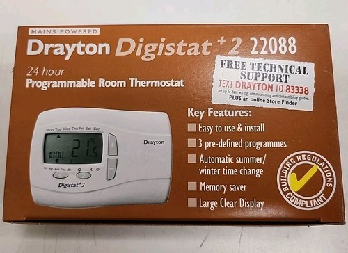 Drayton Digistat +2 22088 24hr Programmable Room Thermostat (WIRED ONLY ...