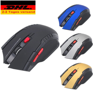 Funk Maus Gaming Kabellos Wireless Mouse Für PC Laptop Schwarz Rot USB ...