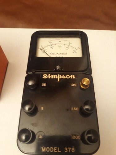 VINTAGE SIMPSON AC MILLIAMMETER 0-1000mA MODEL 378 CAT NO. 12370 ...
