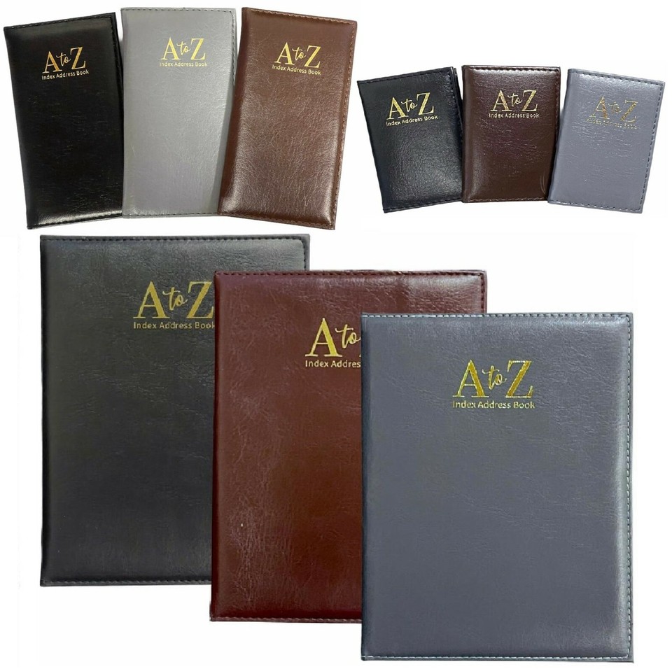 Index Address Book Leather Look Cover Executive Padded 4 Sizes Notebook ...