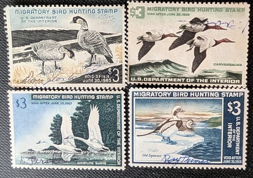 Federal Duck Stamps (4) '64 RW31 , '65 RW32 , '66 RW33 , '67 RW34 All ...