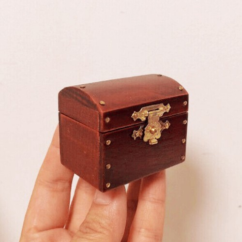 1/6 Scale Miniatures Wooden Treasure Chest Storage Box Dollhouse Action ...