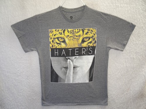 2 Monkeys Haters Cat Woman Shhh Leopard T Shirt Large Gray | eBay